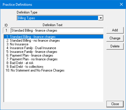 Customizing billing types